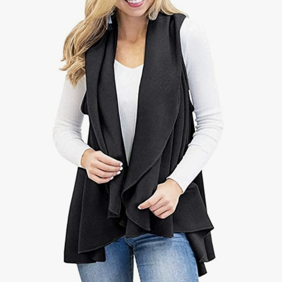 Tops | Black Flowy Vest | Poshmark